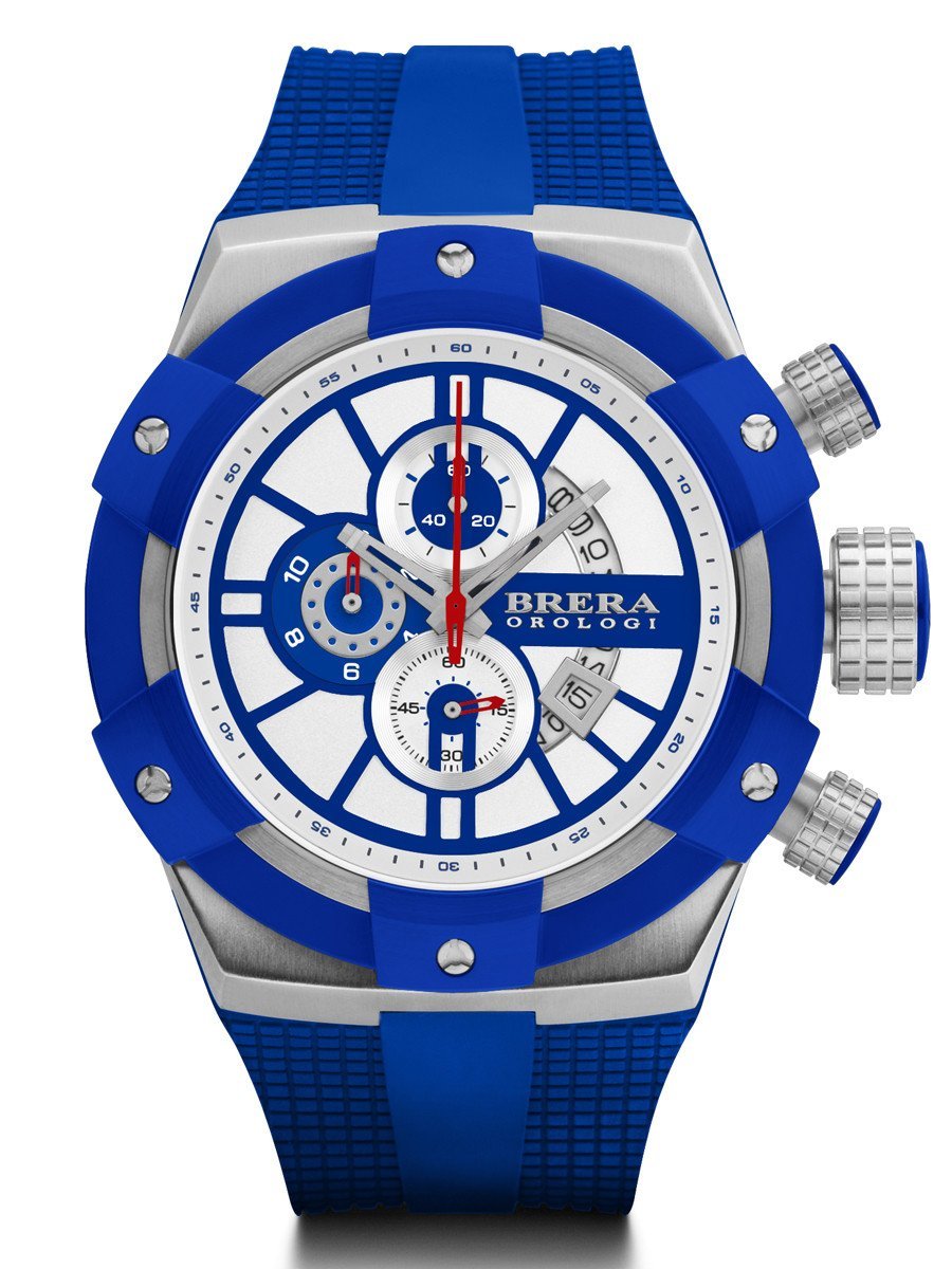 Brera Orologi SUPERSPORTIVO Men's Italian Blue White 48mm Watch BRSSC4 ...